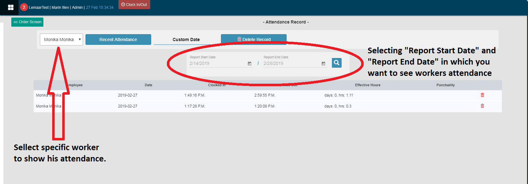 Employee Attendance Tracking on EPOS