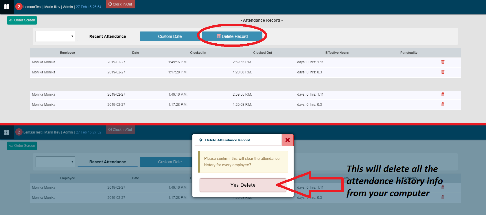Employee Attendance Tracking on EPOS